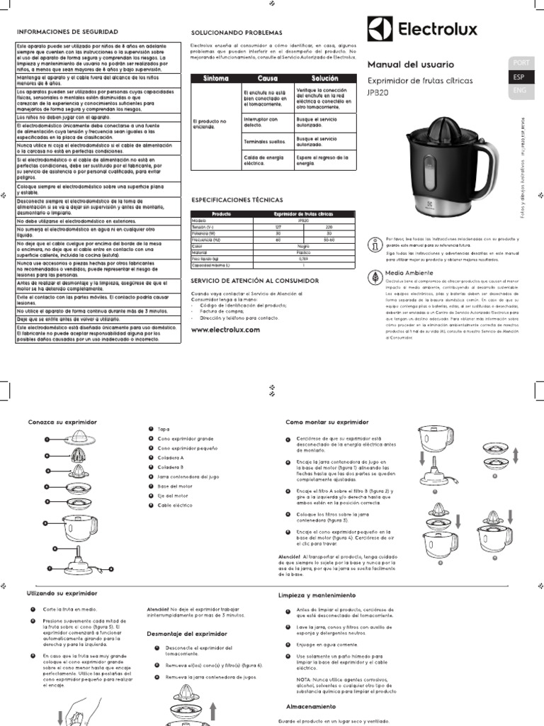 Manual JPB20 | PDF | Enchufes y tomas de corriente alterna | Electricidad