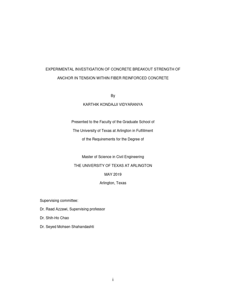 Experimental Investigation of Concrete Breakout Strength of Anchor in ...