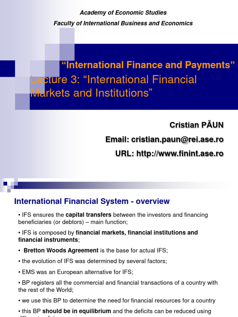 2021 - Lecture - 3 - Components of IFS | PDF | Banks | Money Market