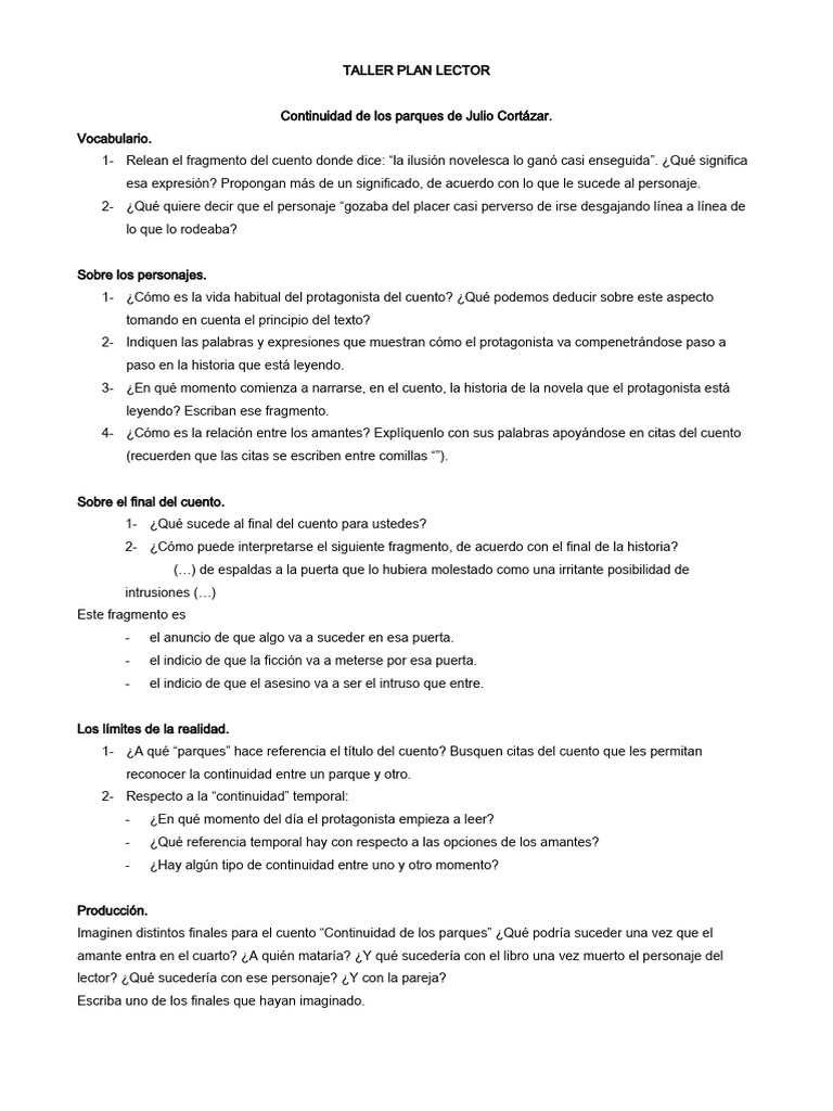 Actividades Continuidad de Los Parques | PDF