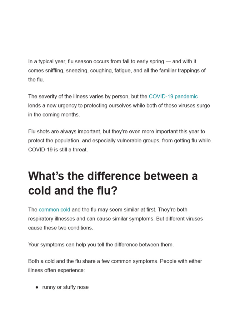 Cold and Flu | Download Free PDF | Common Cold | Influenza