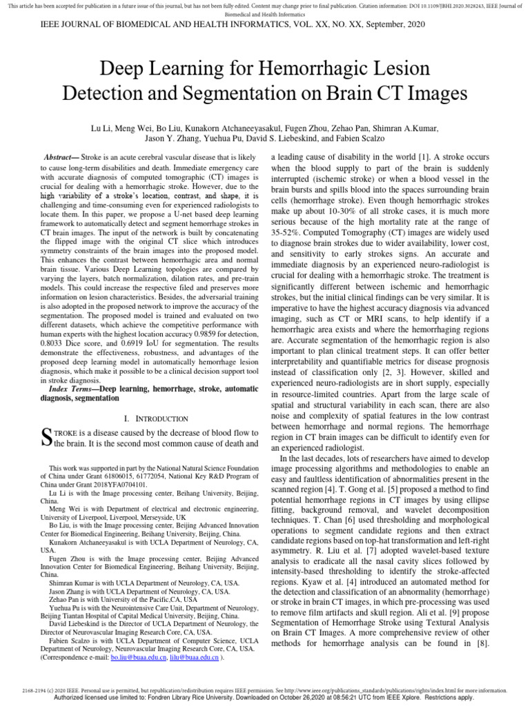 Deep Learning For Hemorrhagic Lesion Detection and Segmentation On ... Deep Learning For Hemorrhagic Lesion Detection and Segmentation On ...