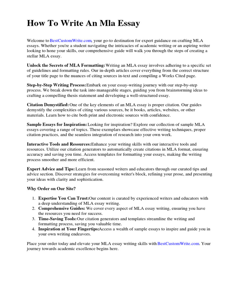 How To Write An Mla Essay | PDF | Essays | Expert