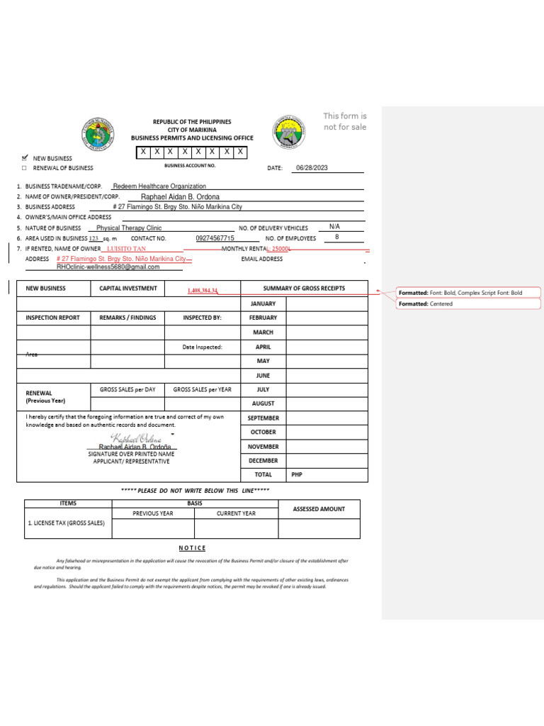 Business Permit Application Form | PDF | Lease | Business