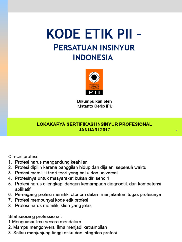Kode Etik Insinyur Indonesia 2021 | PDF