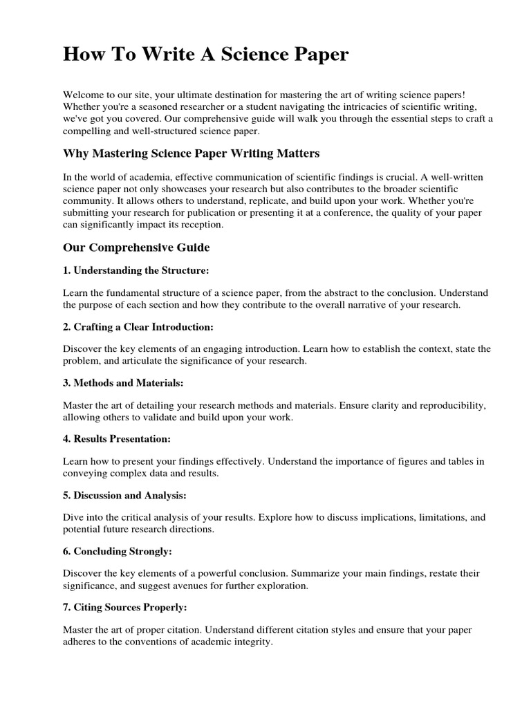 How To Write A Science Paper PDF Science Intelligence
