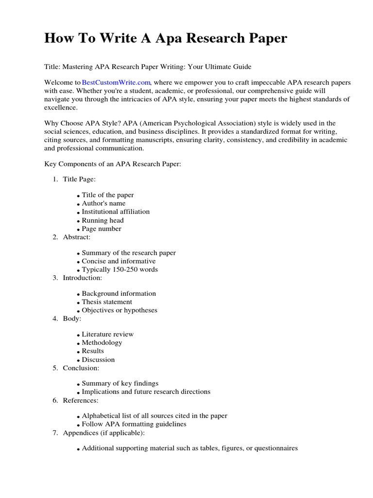 How To Write A Apa Research Paper | PDF | Apa Style | Academic Publishing