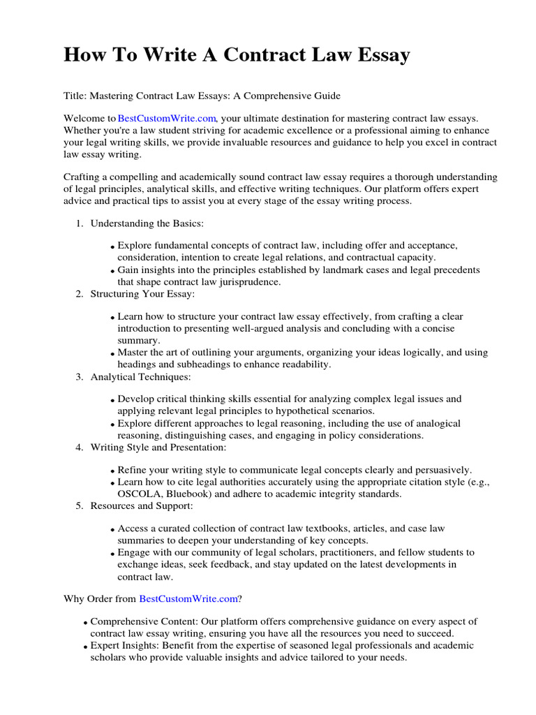 How To Write A Contract Law Essay | PDF | Essays | Expert