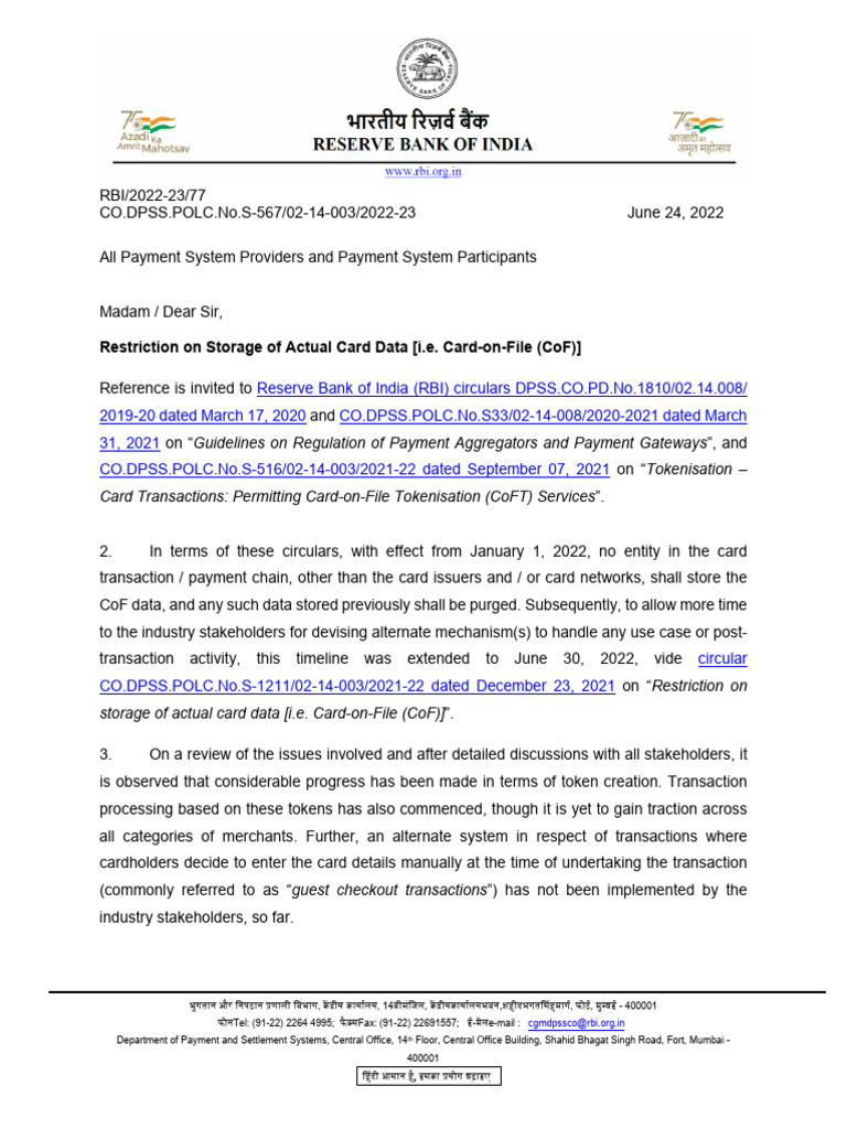 RBI Notification 24.06.2022 | PDF | Service Industries | Personal Finance