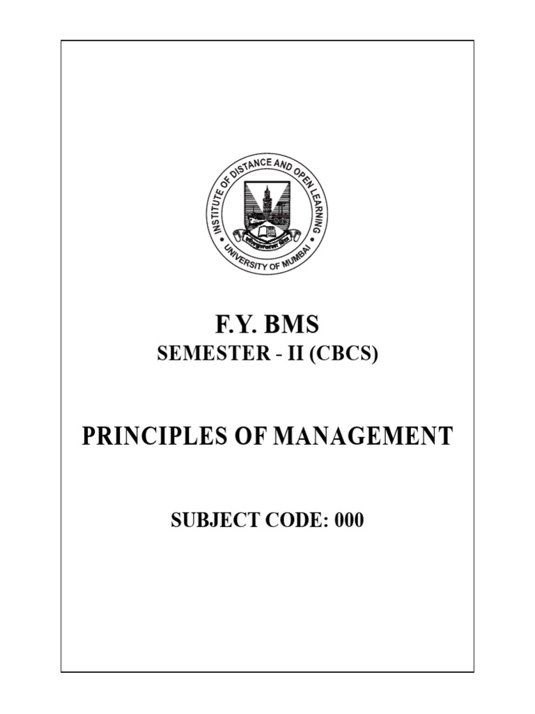 Principles of Management Syllabus FYBMS | PDF | Consultant | Leadership
