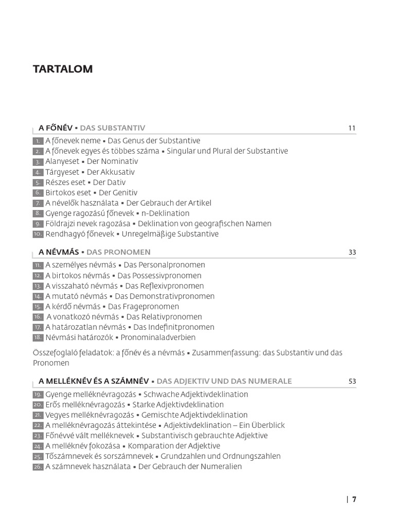 Tartalom: Das Substantiv | PDF