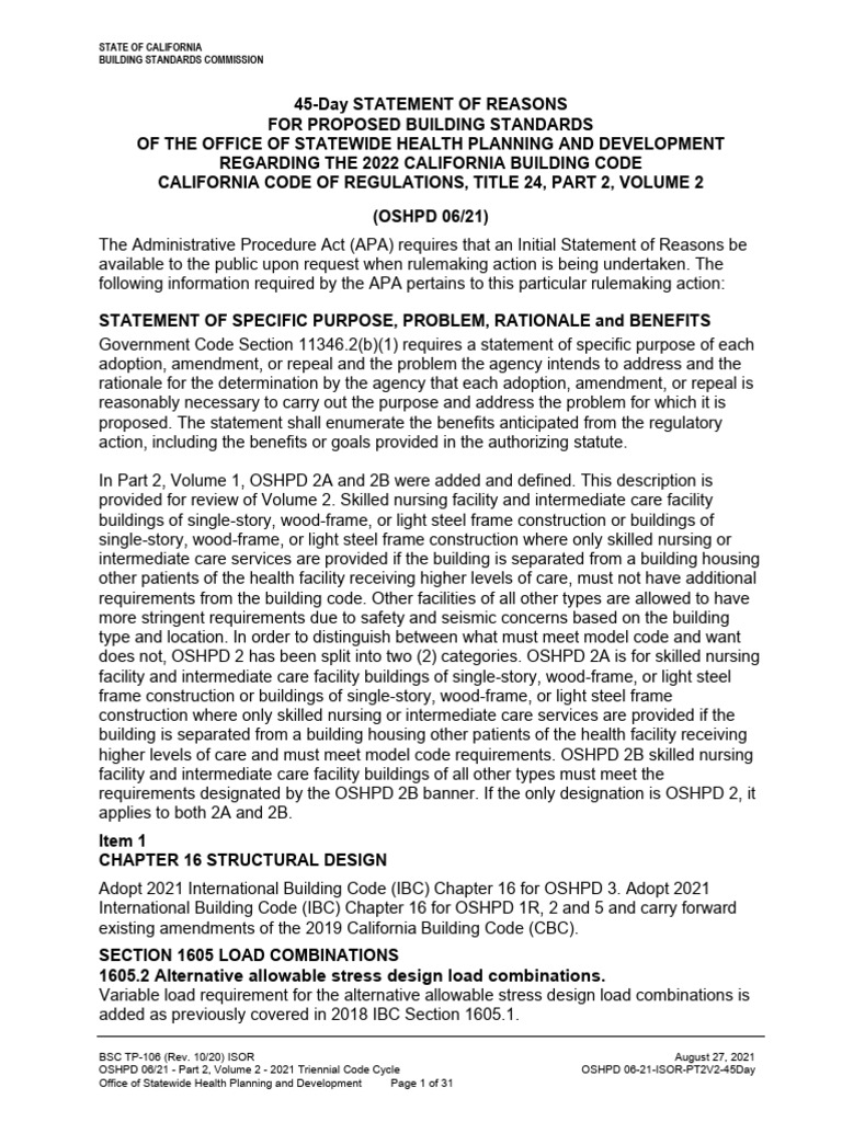 California 2022 Building Code OSHPD Amendments | PDF | Deep Foundation | Building Code