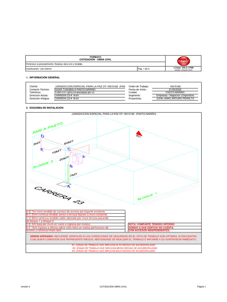 COC de VOC JURISDICCION ESPECIAL PARA LA PAZ OT-19315182 | PDF | Ingenieria Eléctrica | Bienes ...