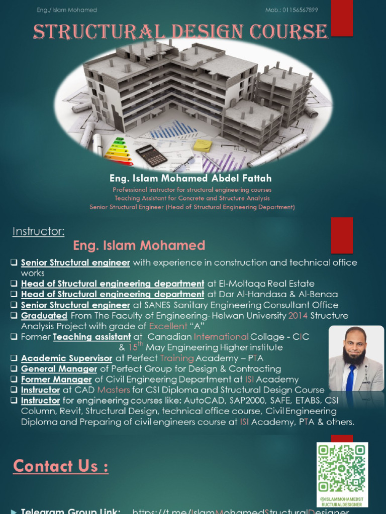 Structural Design Course 2023 - Eng - Islam 01156567899 | PDF