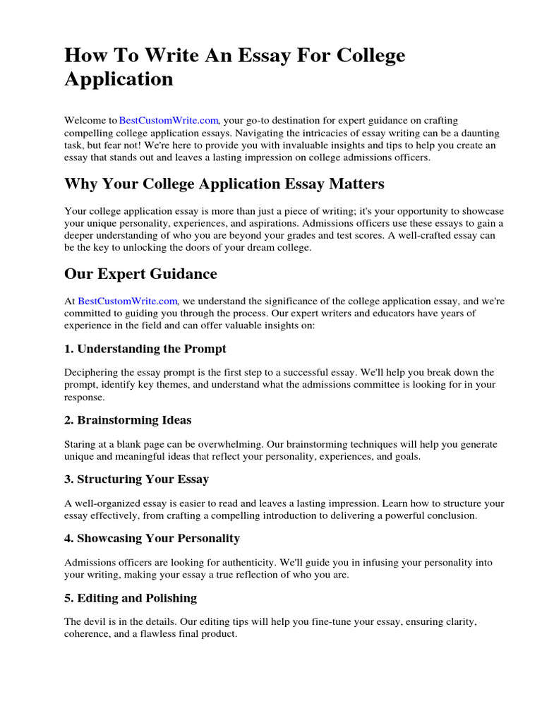How To Write An Essay For College Application | PDF | Essays | Learning