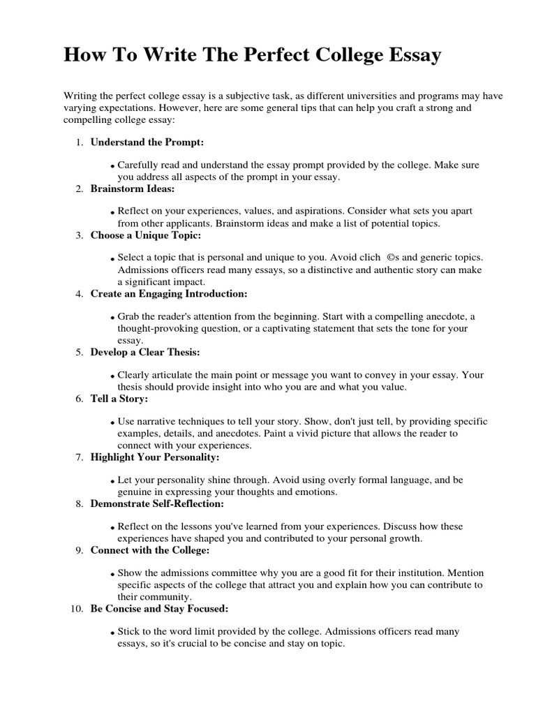 How To Write The Perfect College Essay | PDF | Essays | Experience