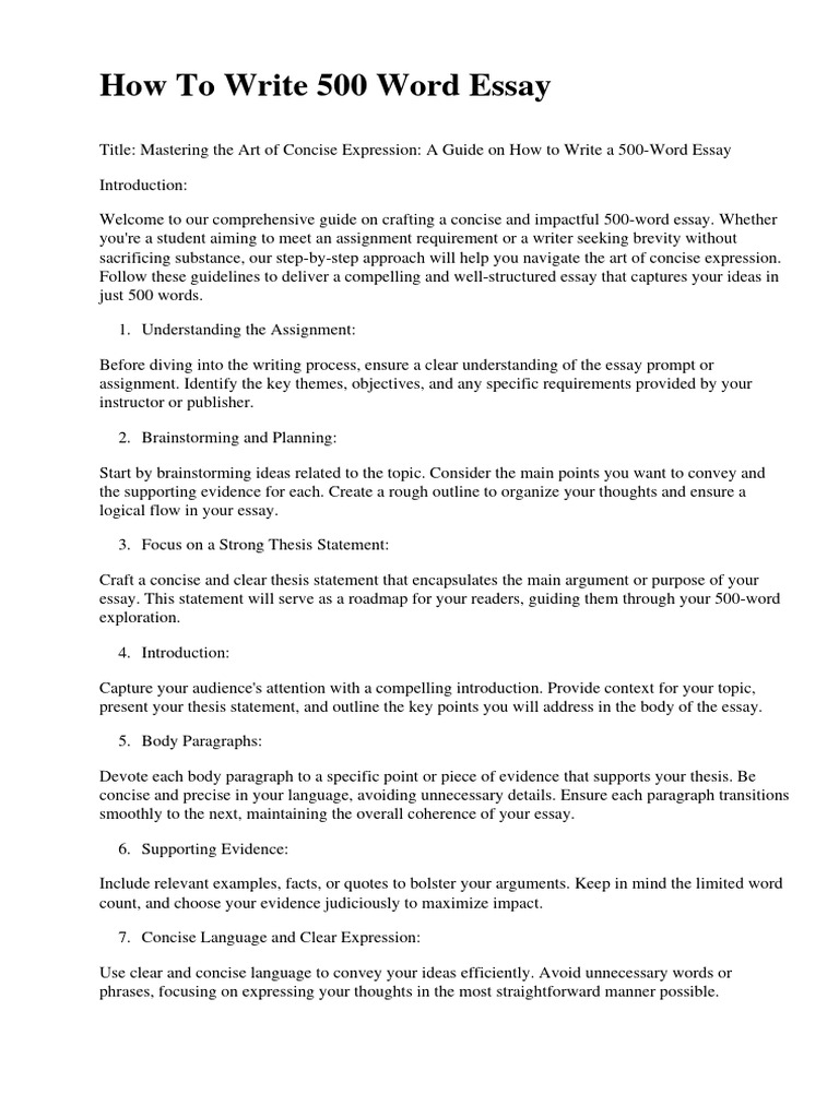 How To Write 500 Word Essay | PDF | Essays | Human Communication