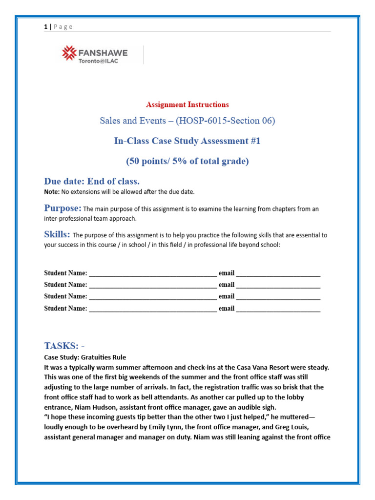 In Class Case Study #1 (5%) | PDF | Understanding | Information