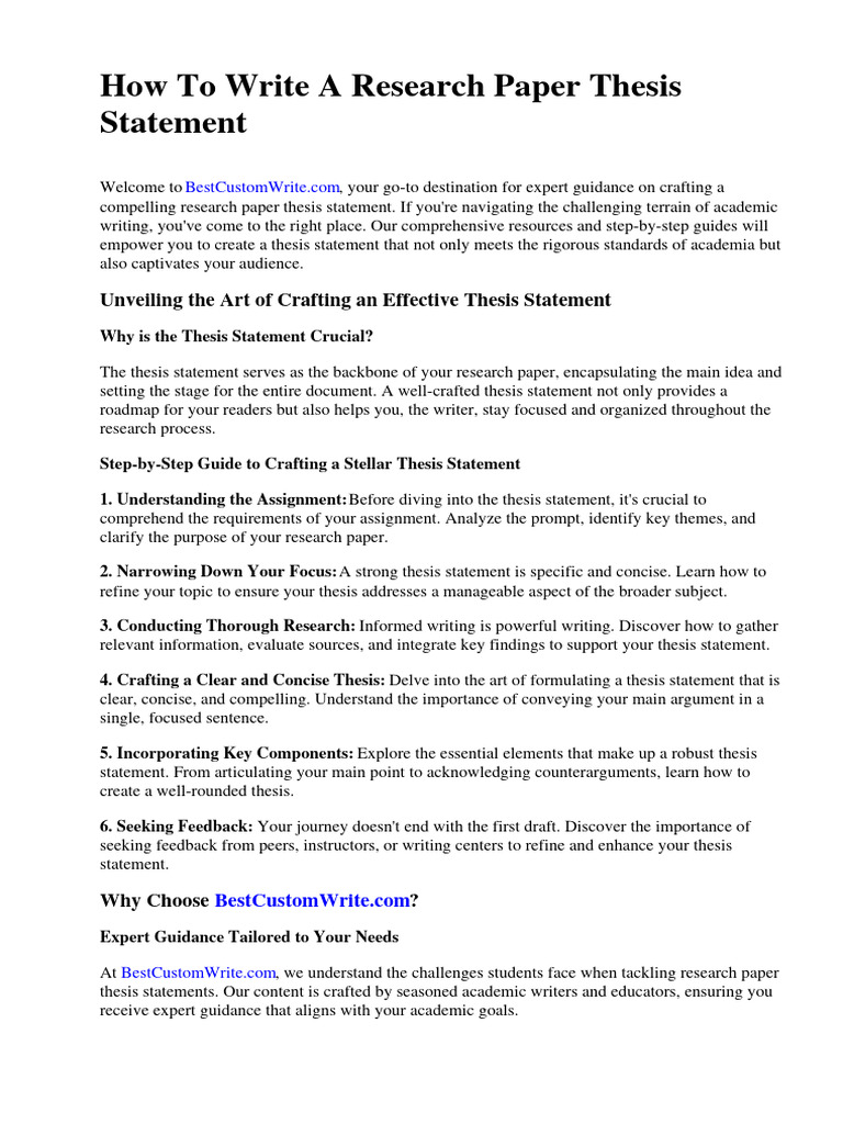 How To Write A Research Paper Thesis Statement | PDF | Thesis | Expert
