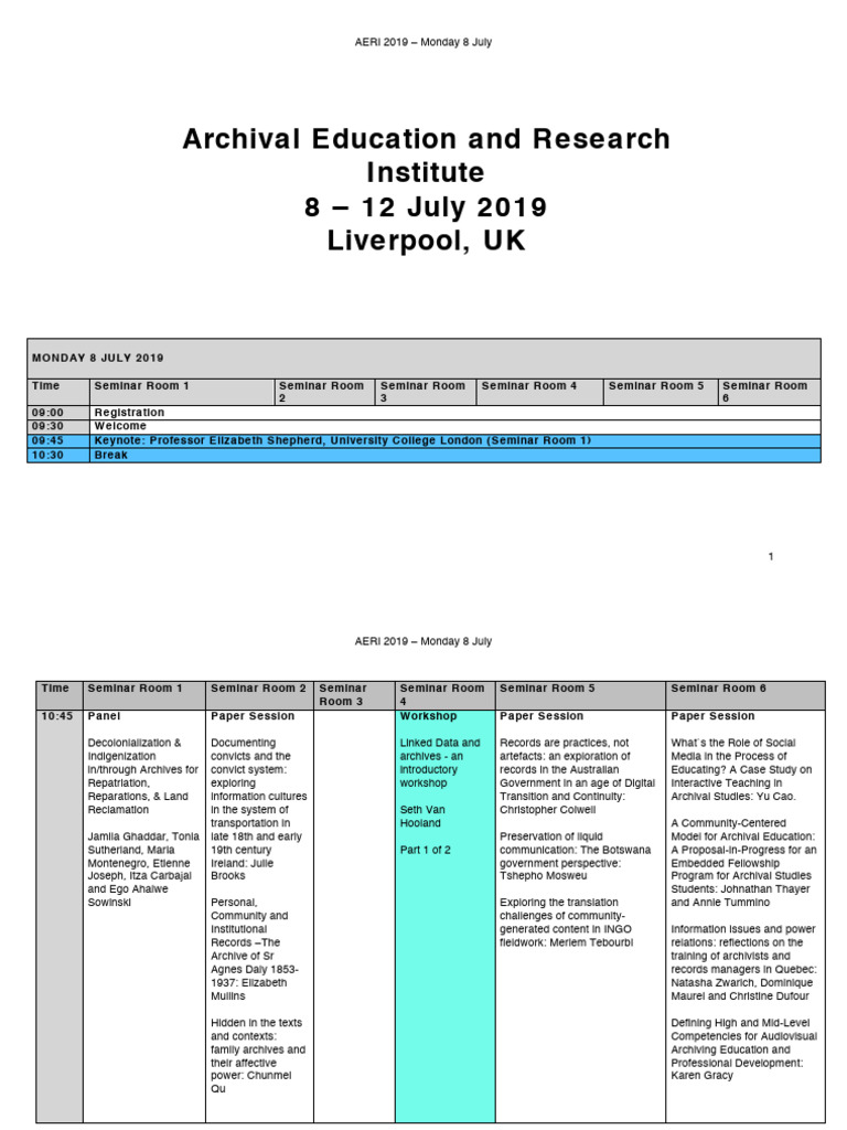 AERI 2020 Programme | PDF | Archive