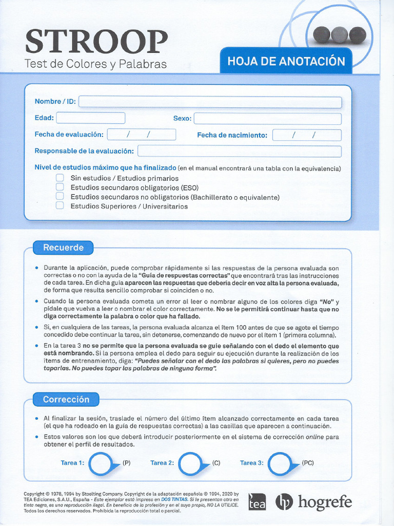 Respuestas Stroop | PDF