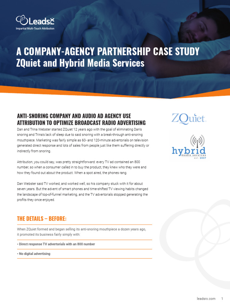 LeadsRx ZQuiet Hybrid Media Case Study | PDF | Marketing | Advertising