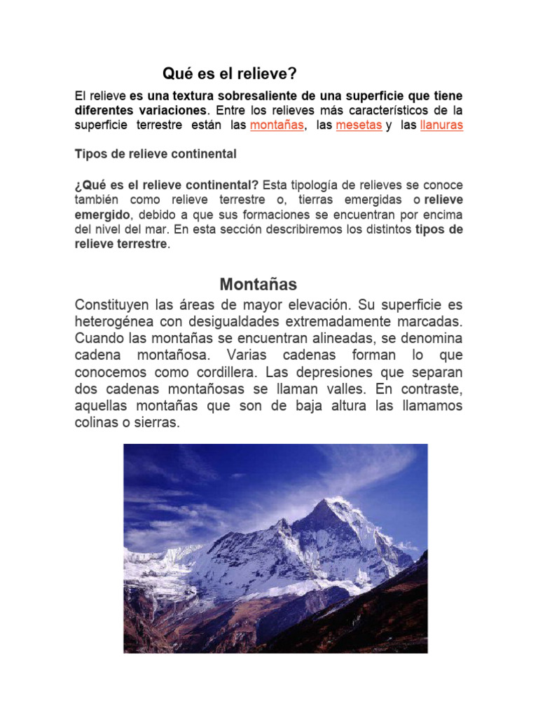 Qué Es El Relieve | Download Free PDF | Terreno | Meseta