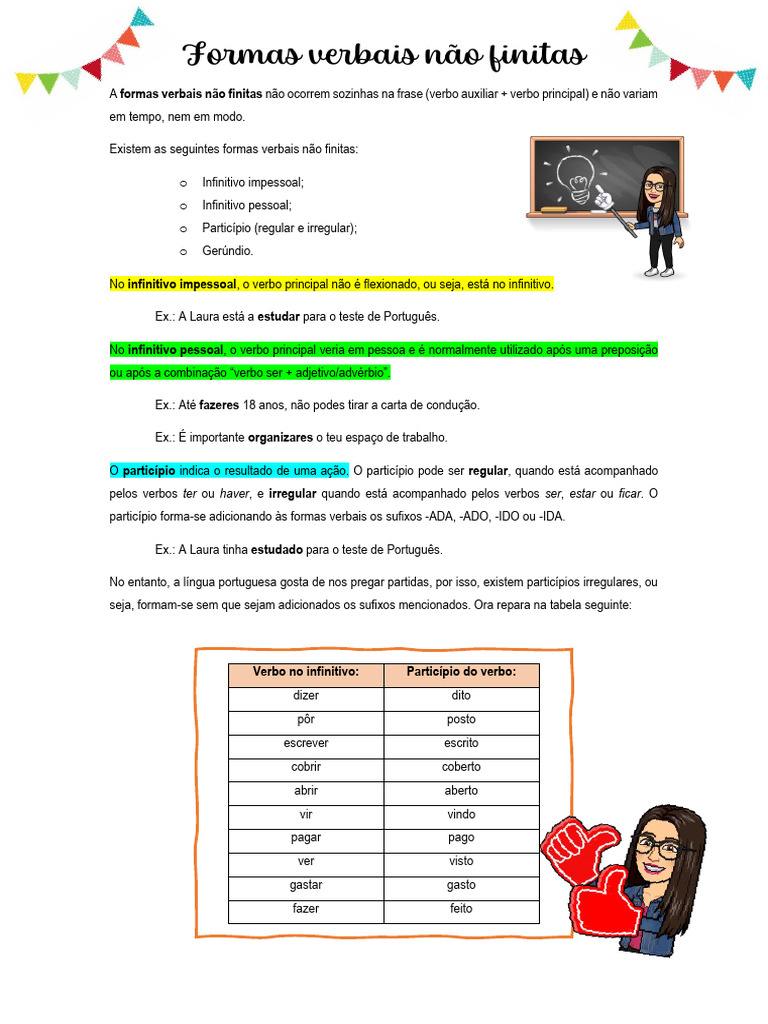 Formas Verbais Finitas e Não Finitas | PDF | Verbo | Idiomas