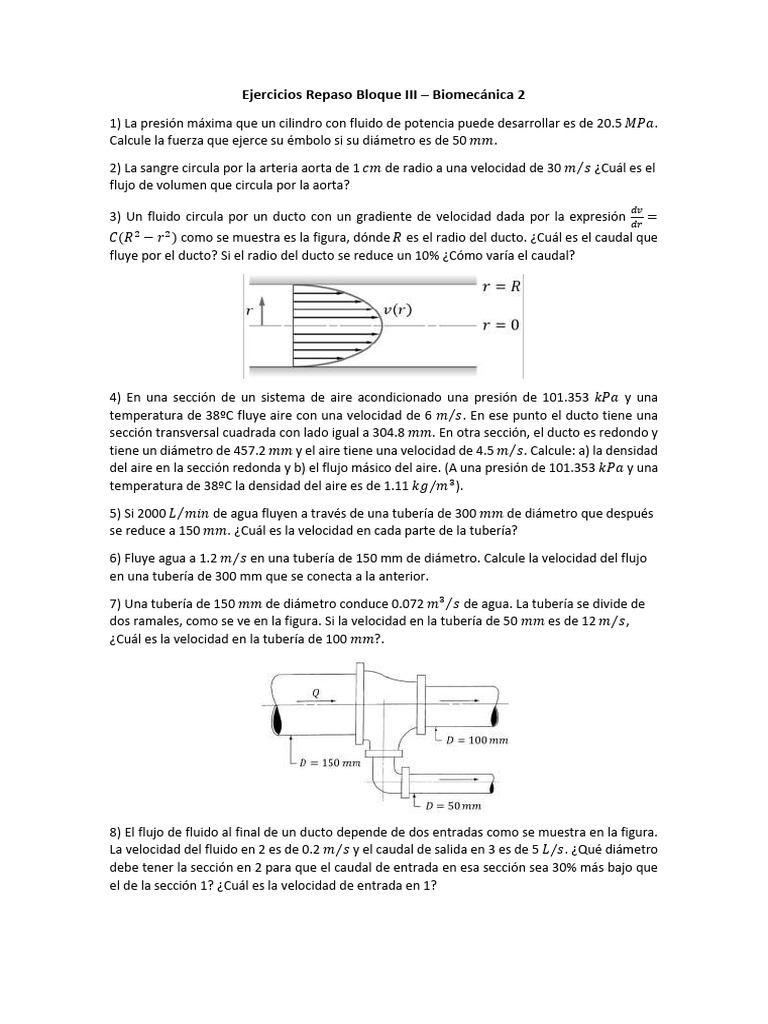 Ejercicios Repaso Bloque III | PDF | Artería | Descarga (hidrología)