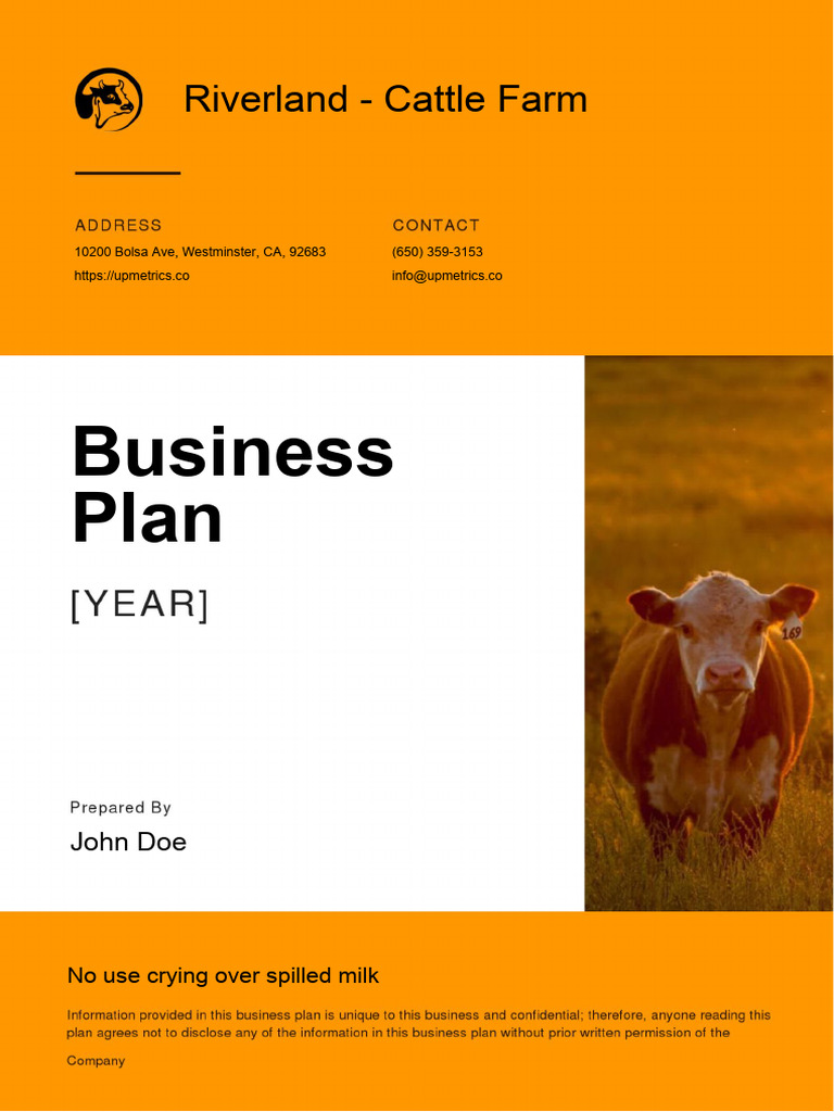Riverland Cattle Farm Business Plan | PDF | Balance Sheet | Expense