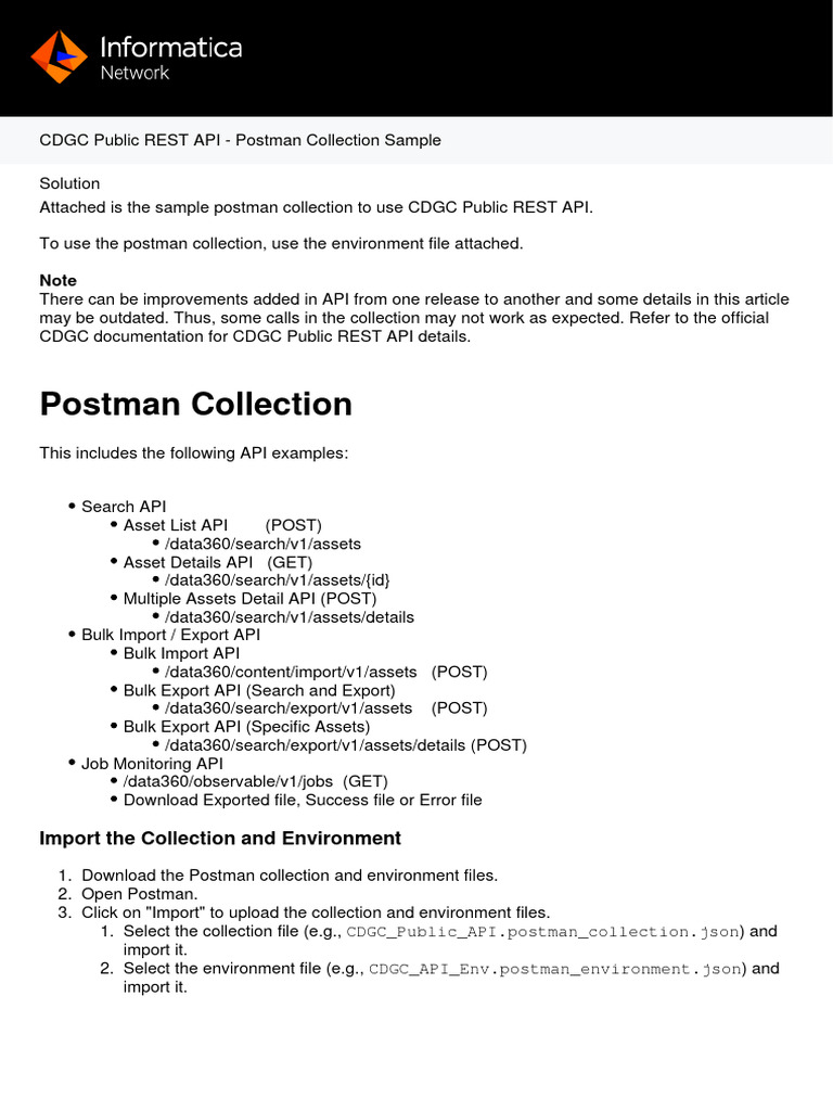 Cdgc Public Api Postman Collection Pdf Computer File User Computing