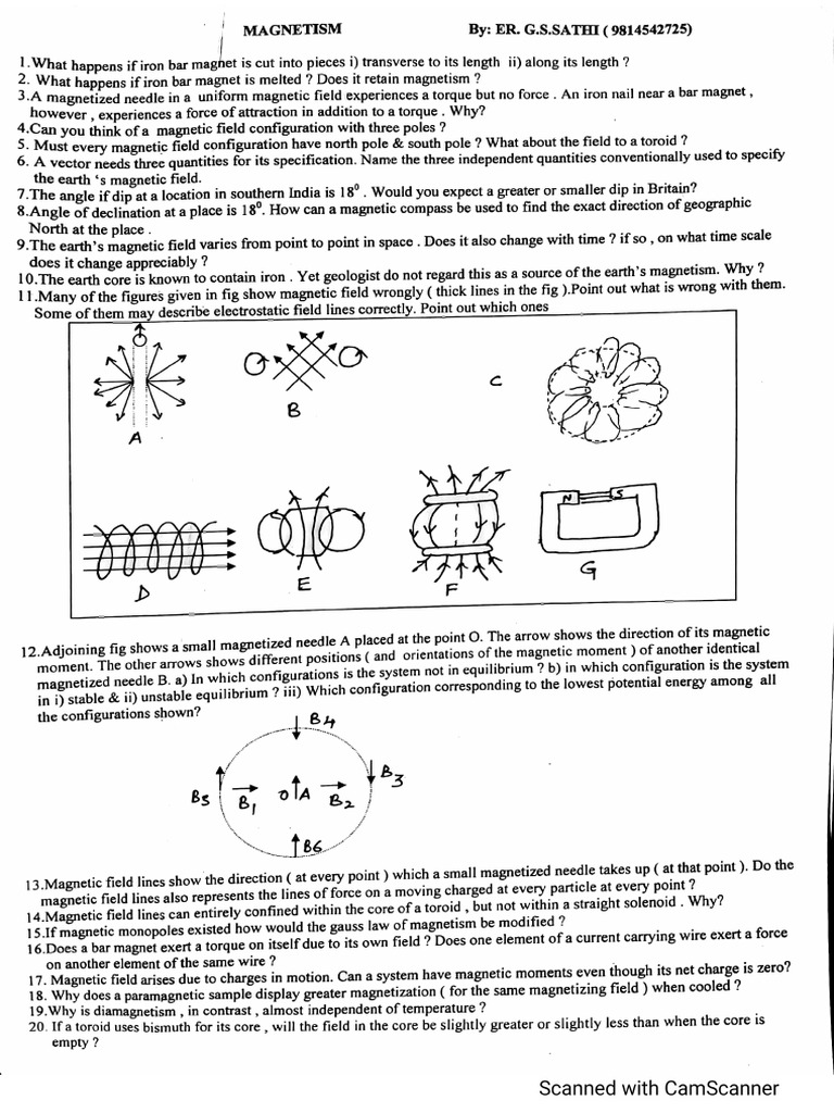 Magnetism Ncert Questions | PDF