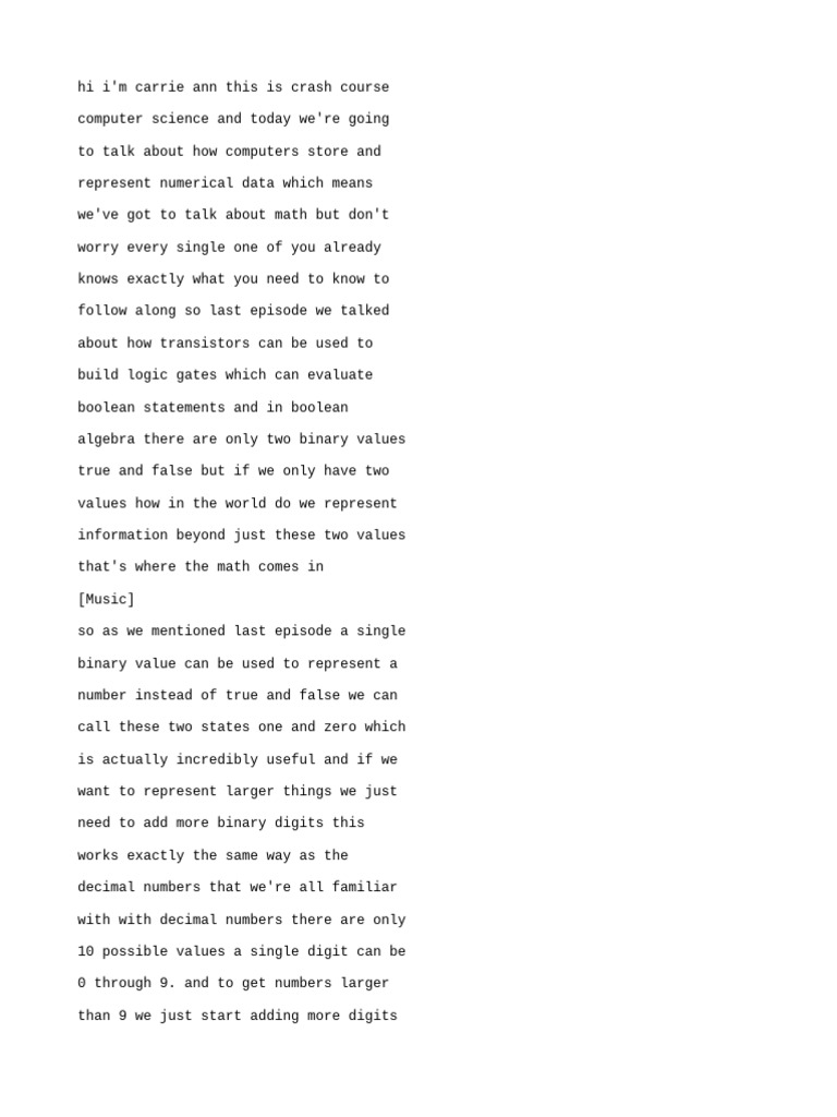 (English (Auto-Generated) ) Representing Numbers and Letters With Binary - Crash Course Computer ...