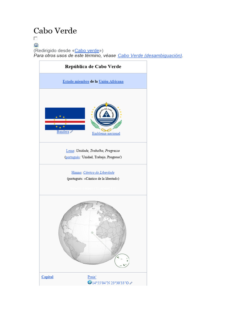 Información sobre Cabo Verde: Datos Clave | PDF