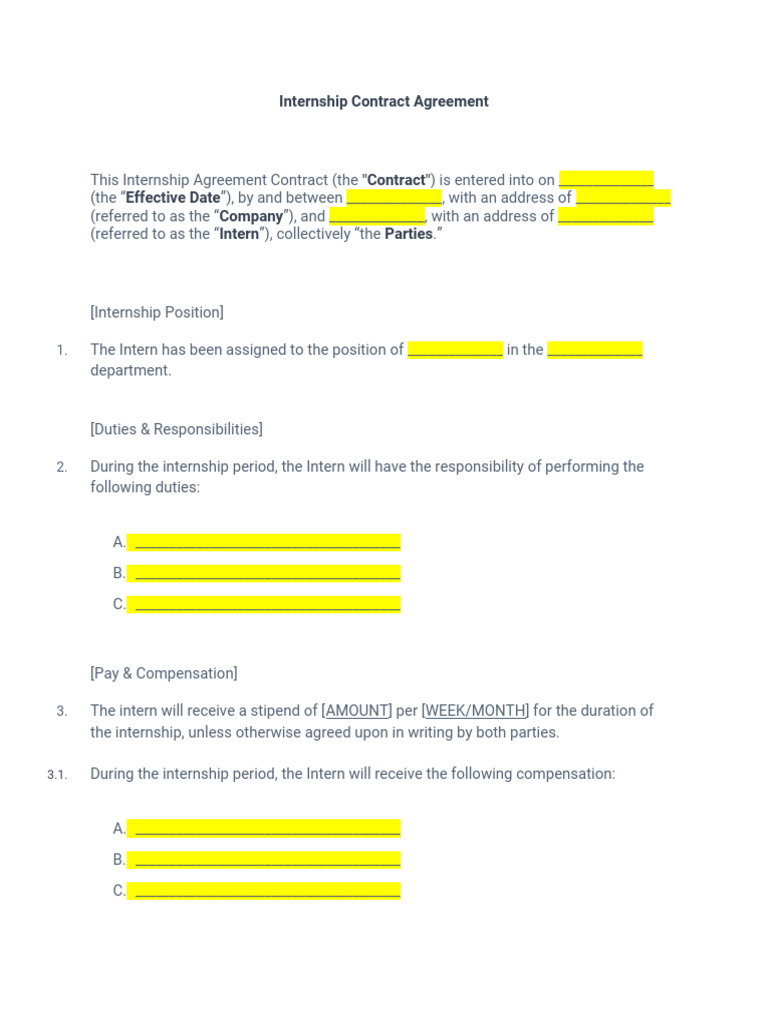 6417167b4e0fbd0a9fa63a03_Internship Contract Agreement | PDF | Breach ...