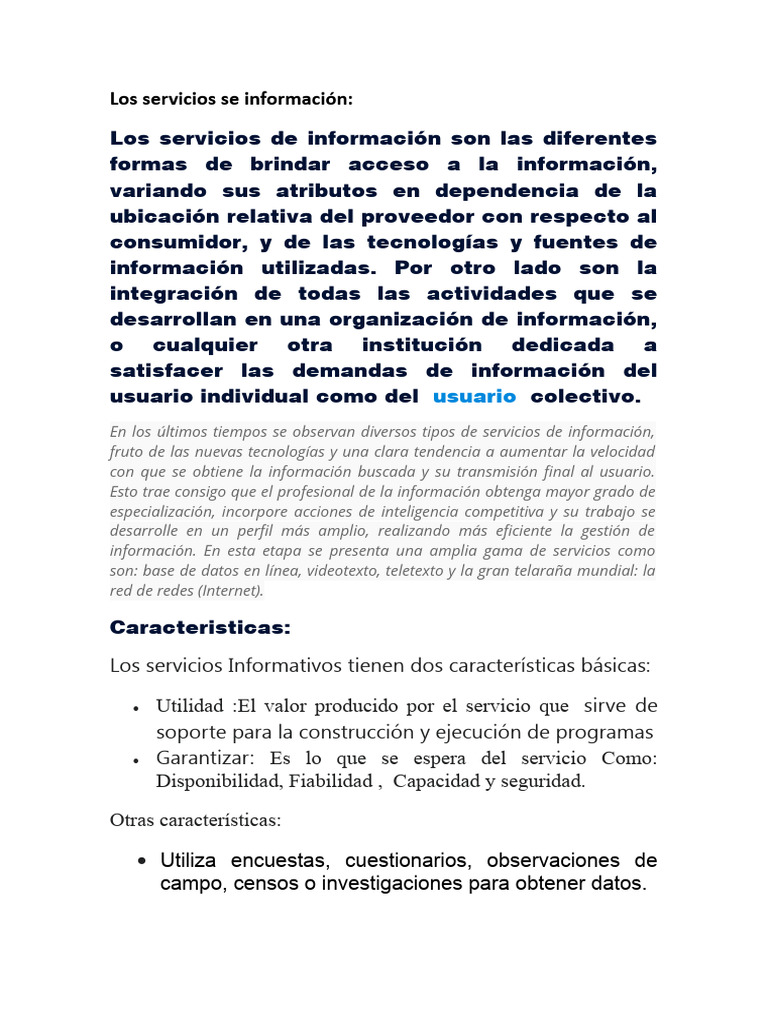 Servicios de Informacion | PDF | Internet | Información
