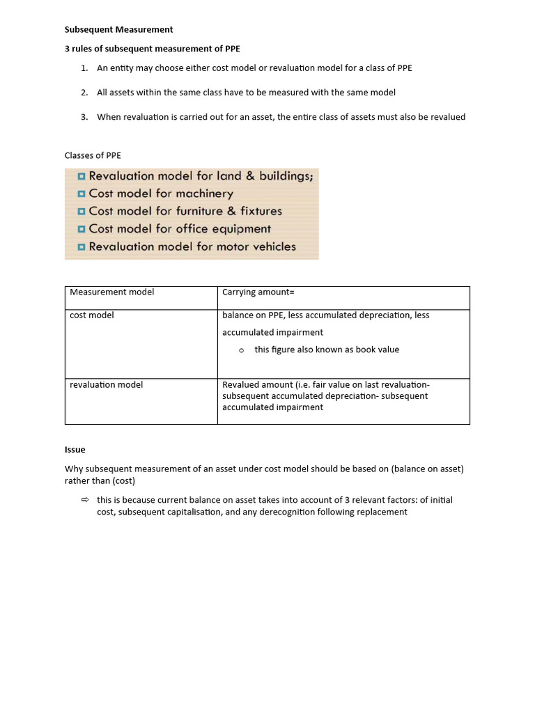 Subsequent Measurement of Assets | PDF | Cost | Depreciation