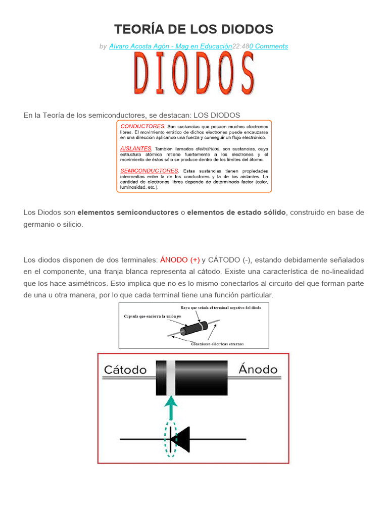 Teoría de Los Diodos | PDF | Semiconductores | Diodo
