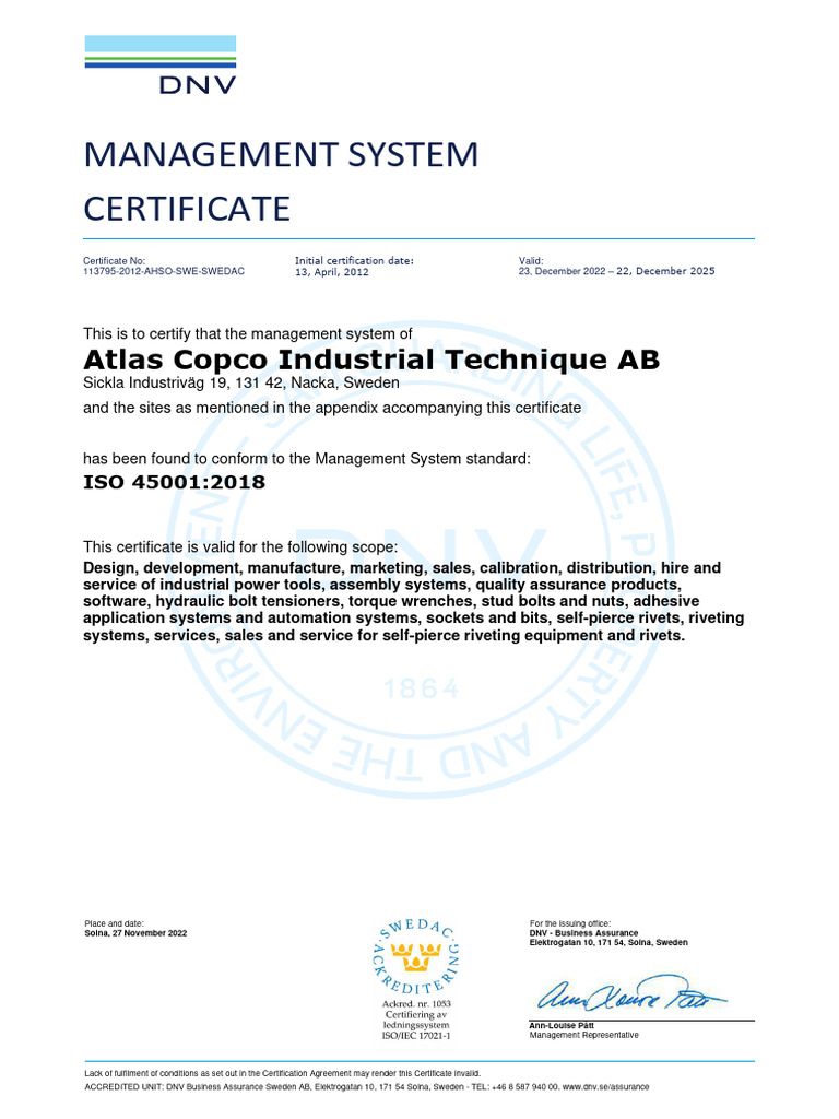 Atlas Copco Industrial Technique AB 45001 | PDF | Rivet | Calibration