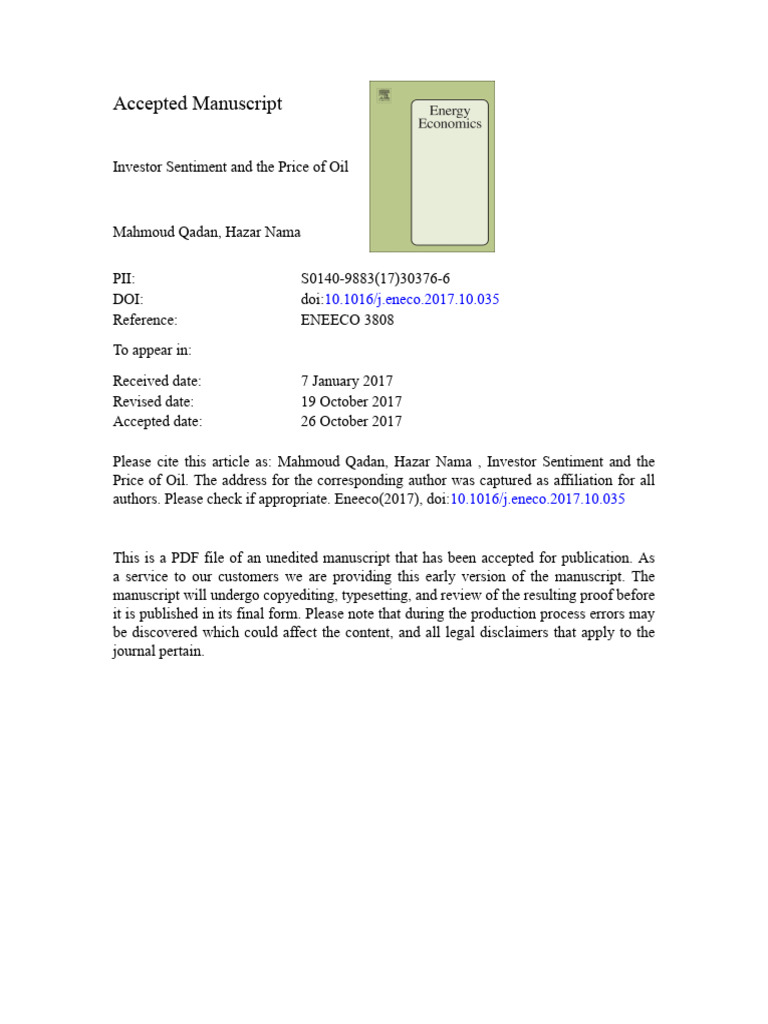 Qadan 2018 | PDF | Vix | Vector Autoregression
