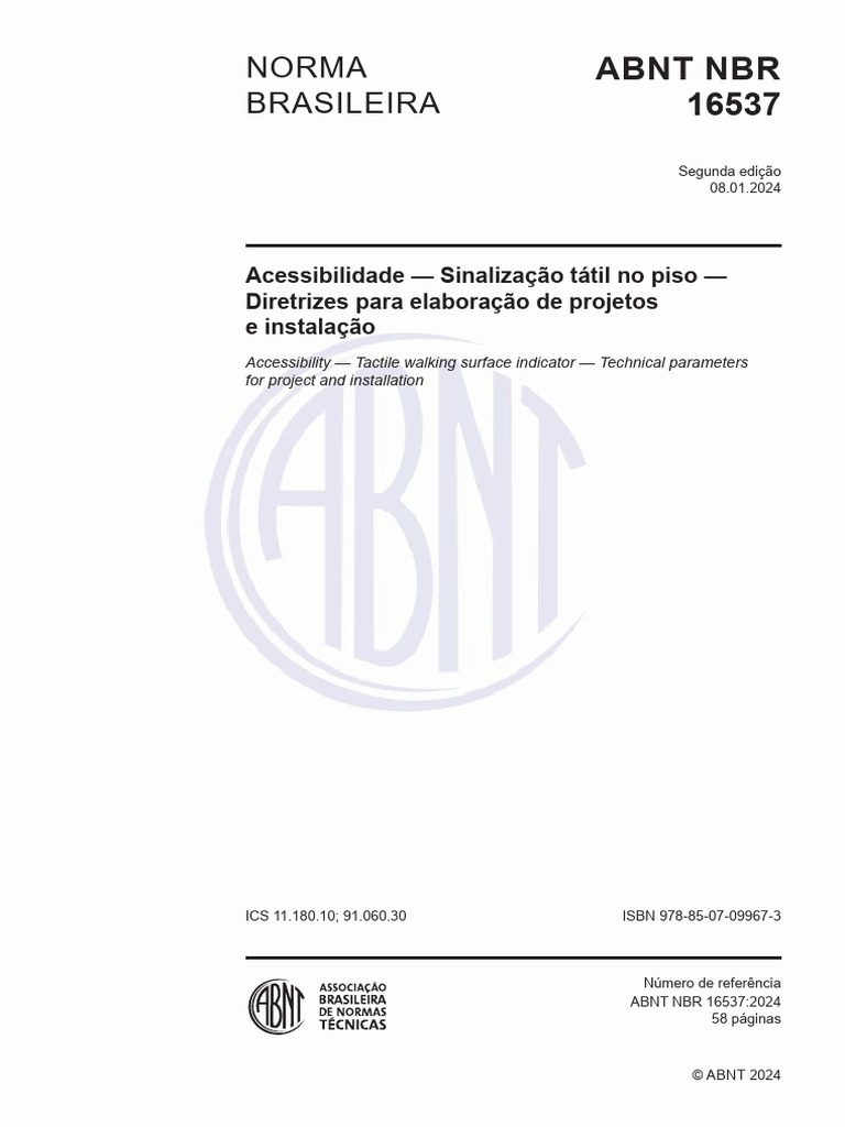 NBR 16537 2024.pdf - Piso Tátil PDF | PDF | Cor | Sistema visual