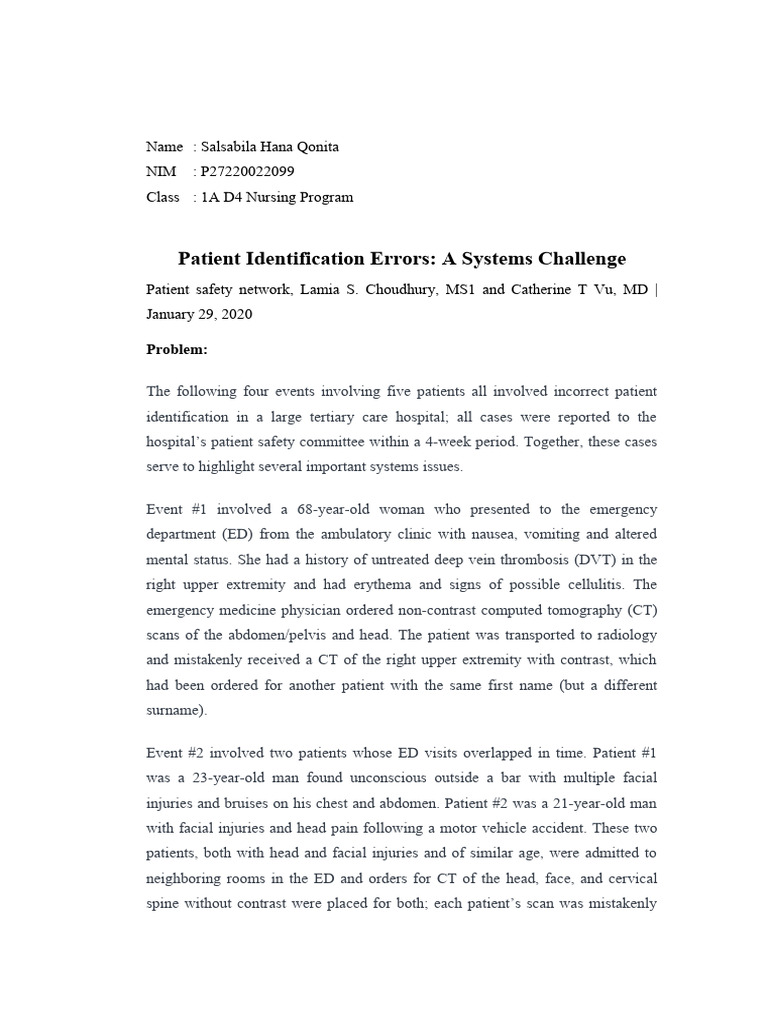 EPB MPS Patient Identification Errors | PDF | Patient | Ct Scan