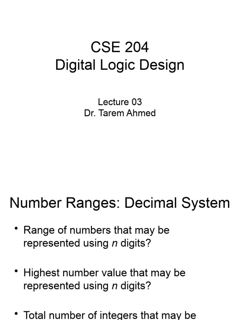 Lecture 03 Pdf Binary Coded Decimal Arithmetic 