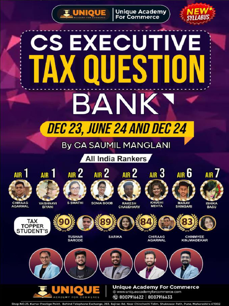 Cs Executive Tax Question Bank Dec 23 & 2024 CA Saumil Manglani | PDF ...
