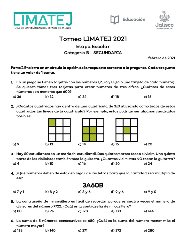 Torneo Limatej Etapa Escolar - Secundaria | PDF | Triángulo