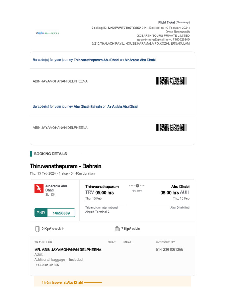 Trips Flight DownloadETicket ABIN | PDF | Transport | Transport Companies