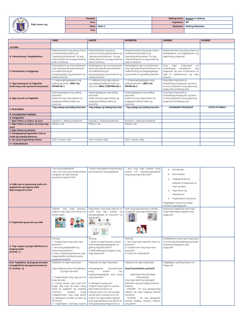 Epp 4 Q3 W2 DLL | PDF
