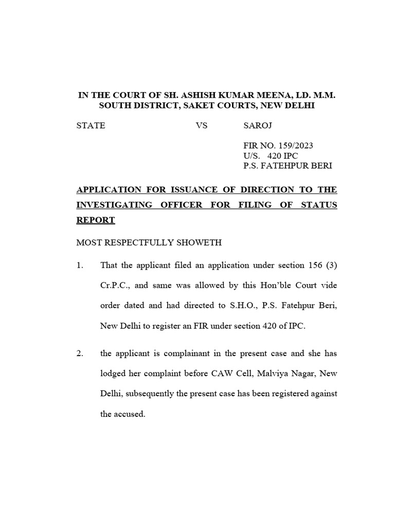 Status Report in 498A | PDF