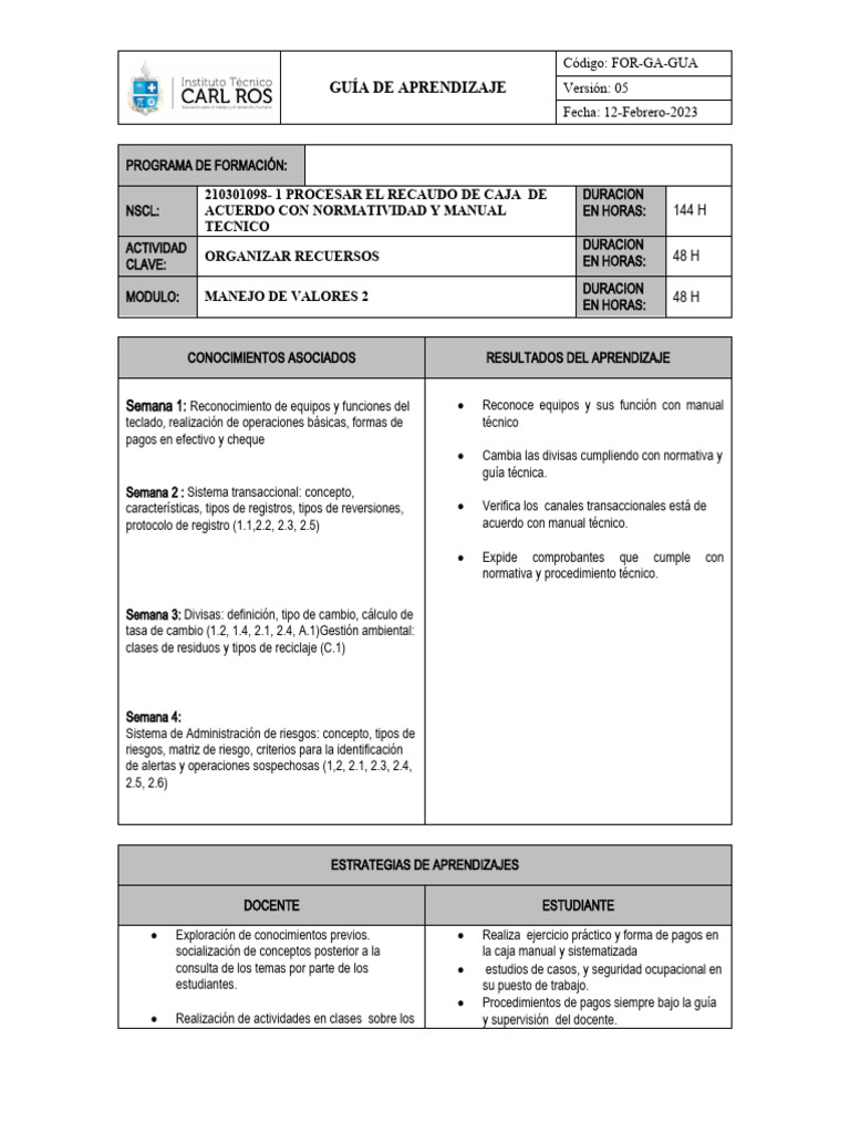 FORGAGUA Guia de Aprendizaje. 2 | PDF