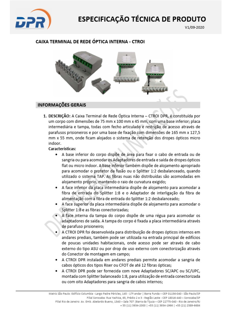 Etp de Caixa Terminal de Rede Ptica Interna - Ctroi - v1-09-2020 | PDF ...